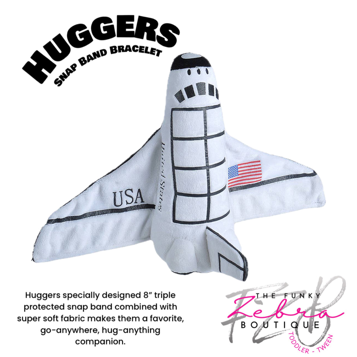 WILD REPUBLIC Huggers Space Shuttle Stuffed Animal Snap Toy 8" – The Funky Zebra Boutique